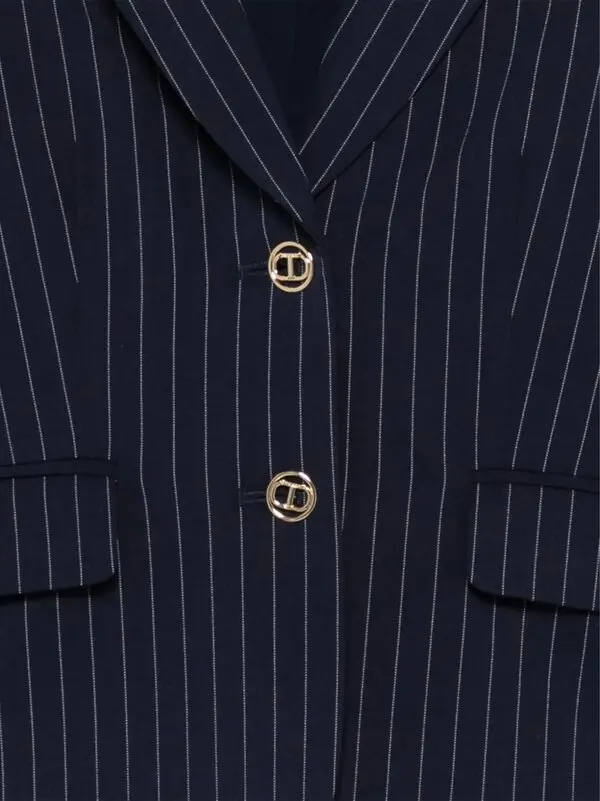 TWINSET Pinstripe-pattern Hooded Blazer