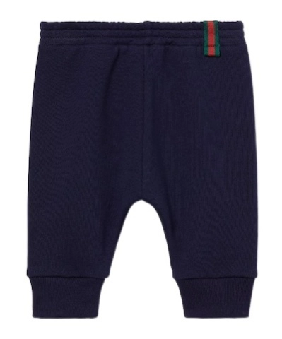 Gucci Baby Cotton Pants With Web Detail - Dark Blue