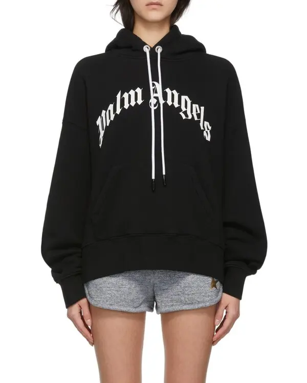 Palm Angels Logo Print Drawstring Hoodie