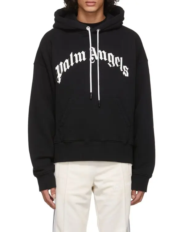 Palm Angels Logo Print Drawstring Hoodie