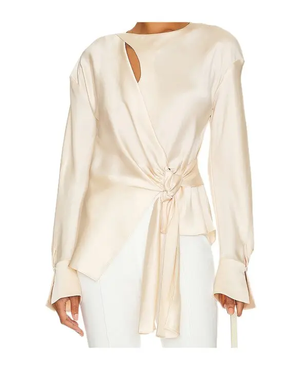 Simkhai Raffaella Knotted Long-sleeve Top