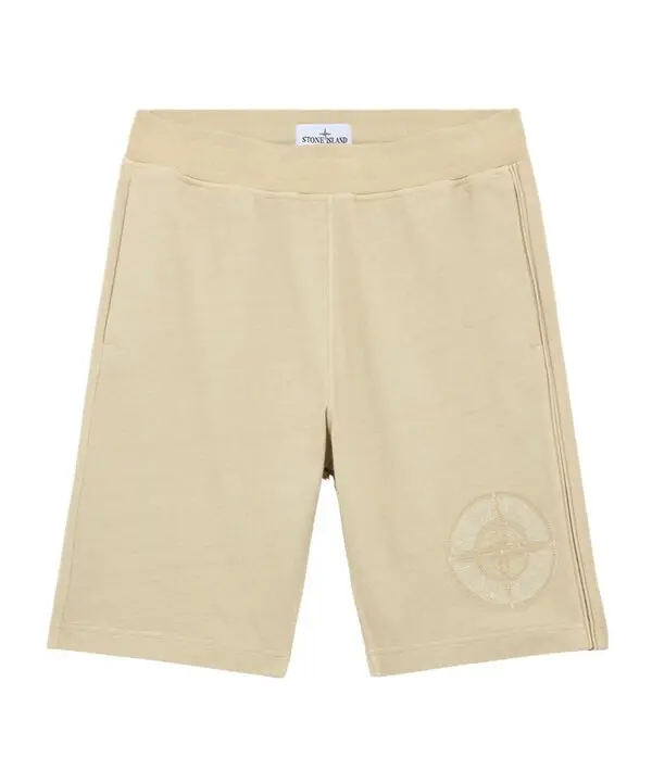 Stone Island Fleece Shorts With Logo Decal - Off-white