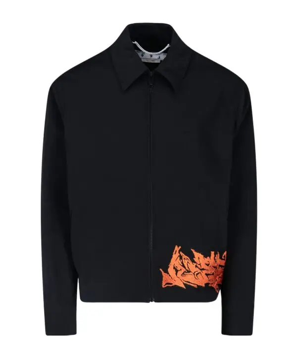 Off-White Zip-up Long-sleeve Jacket With Logo Detail