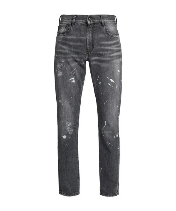 Off-White Diag-striped Distressed Straight Leg Jeans