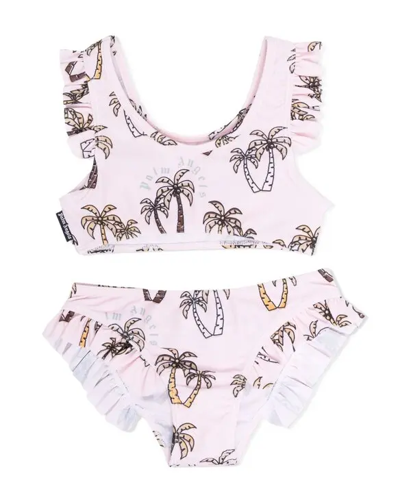 Palm Angels Palm-tree Print Ruffled Bikini