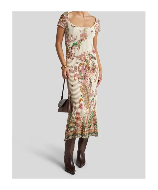 Etro Floral Motif Ribbed Dress