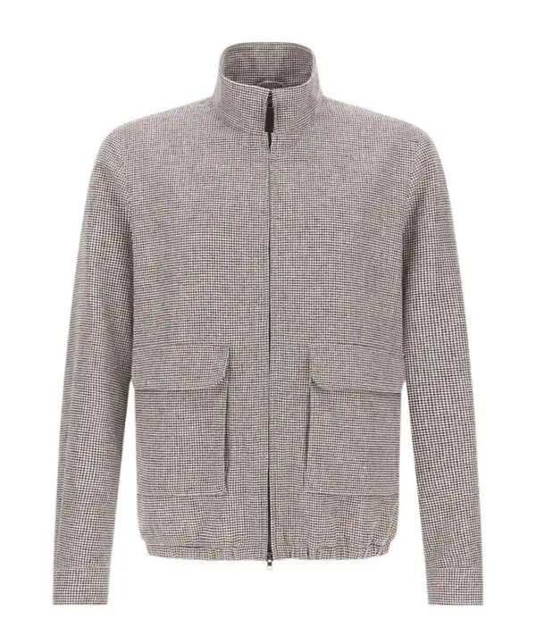 Herno Houndstooth-pattern Zip-up Jacket
