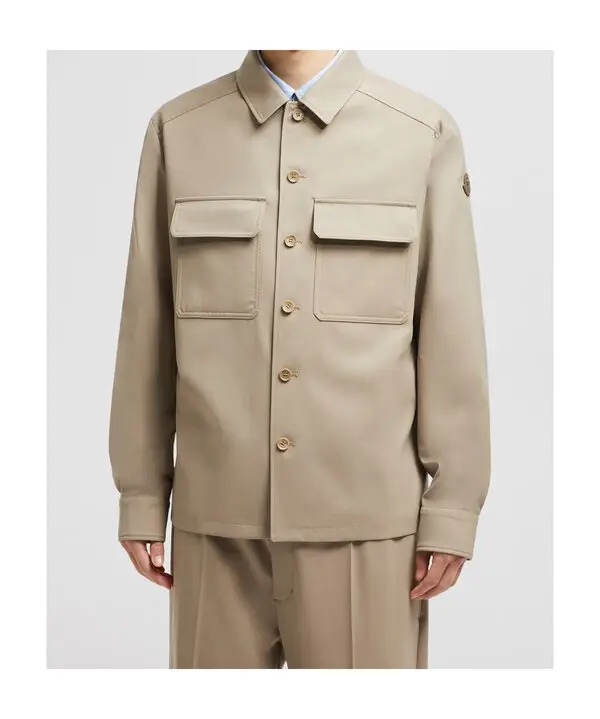 Moncler Wool Gabardine Long Sleeve Shirt