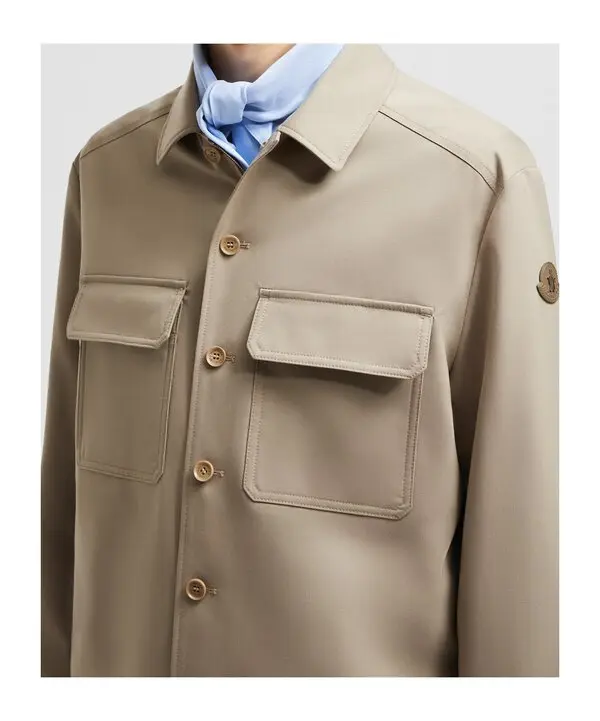Moncler Wool Gabardine Long Sleeve Shirt