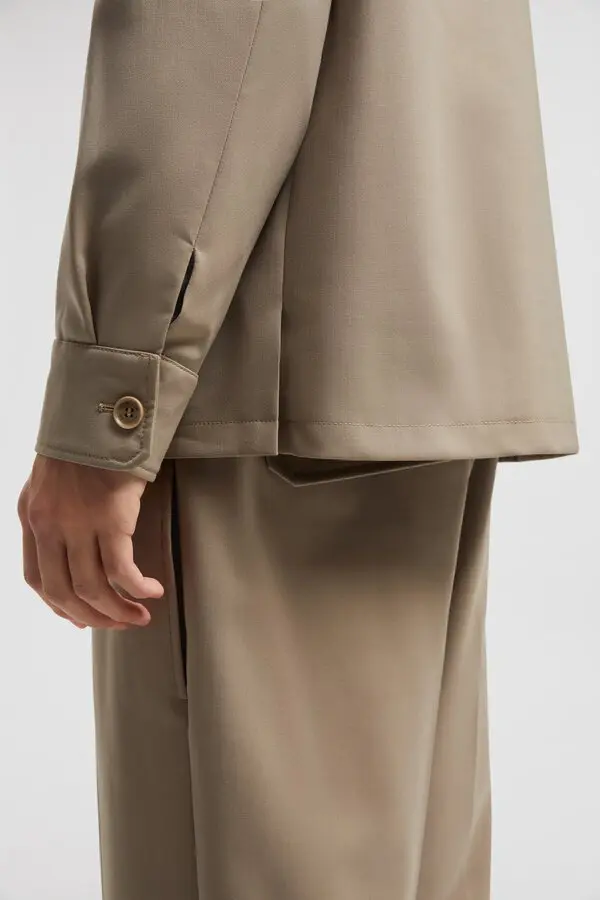 Moncler Wool Gabardine Long Sleeve Shirt