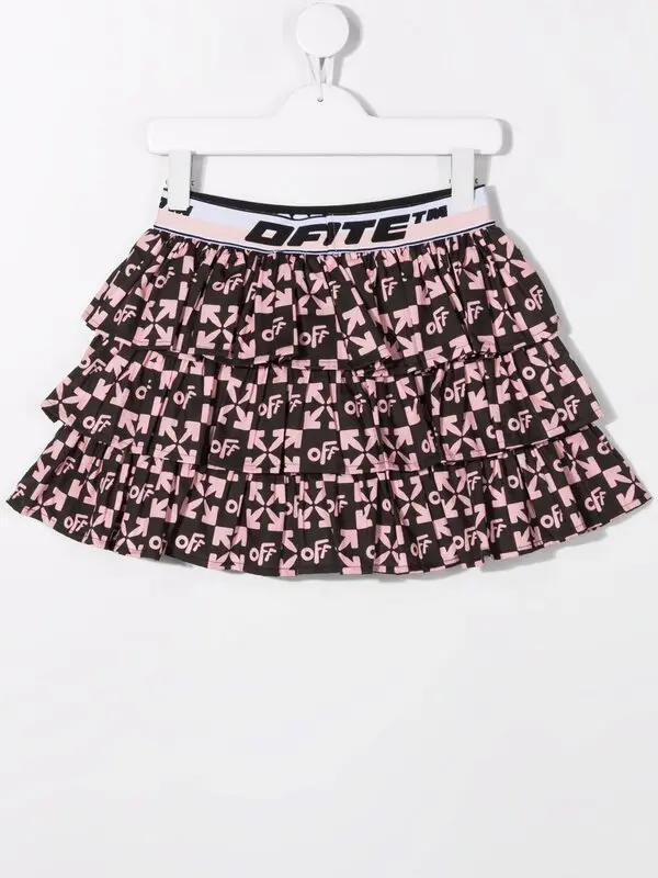 Off-White Monogram-print Ruffle Skirt