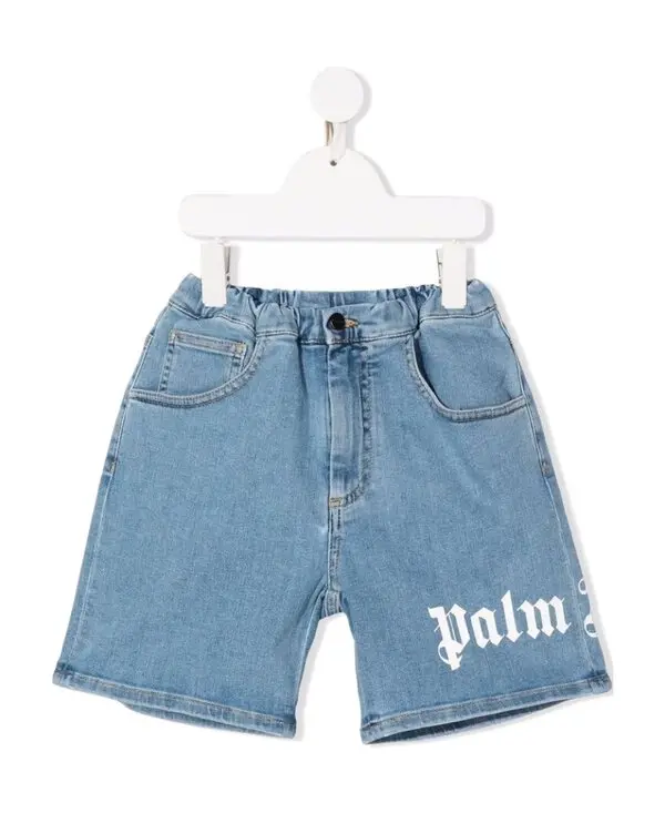 Palm Angels Logo Denim Shorts