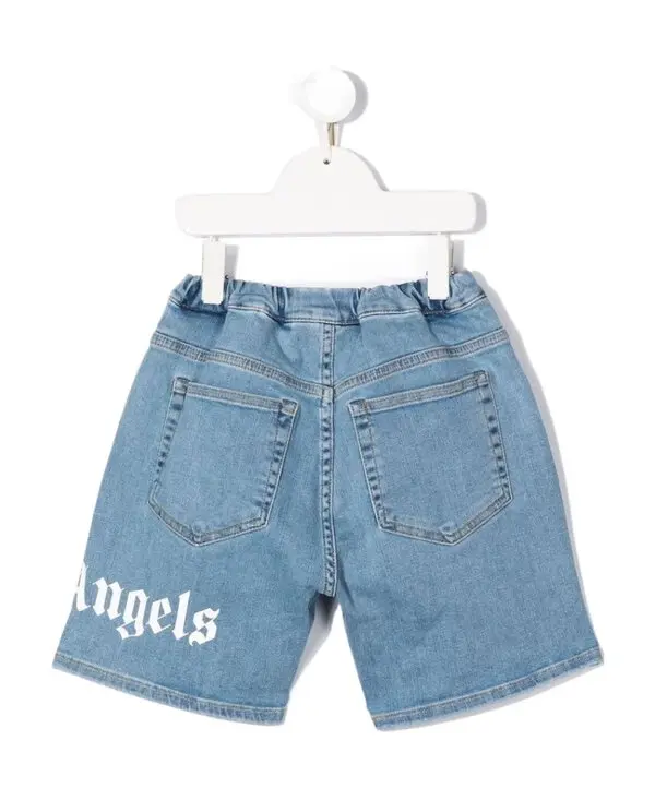 Palm Angels Logo Denim Shorts
