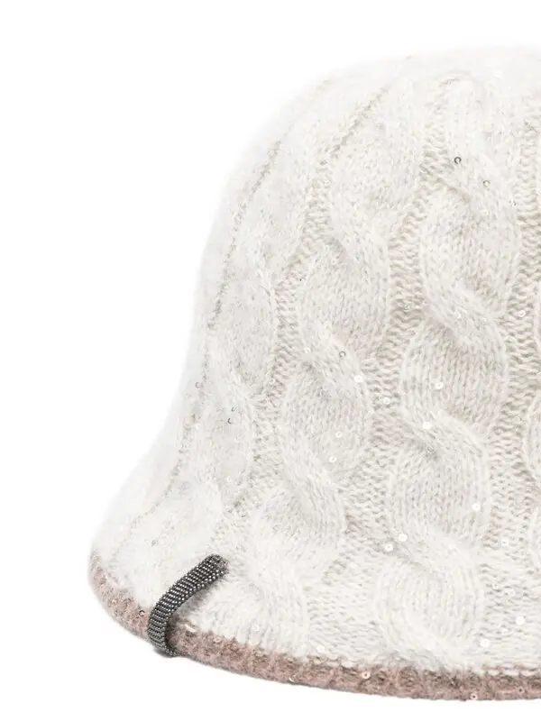 Brunello Cucinelli Cable-knit Sequined Bucket Hat