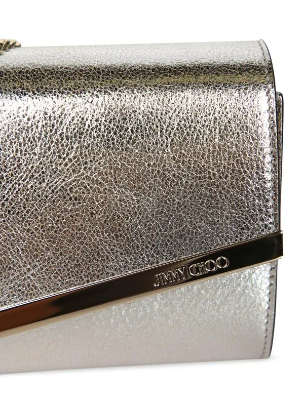 JIMMY CHOO Emmie Metallic-effect Chain-strap Clutch Bag