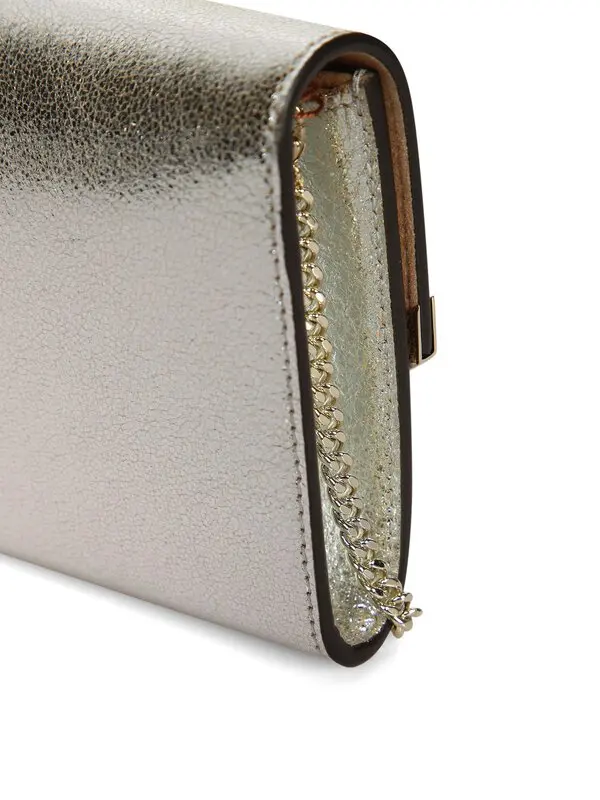 JIMMY CHOO Emmie Metallic-effect Chain-strap Clutch Bag