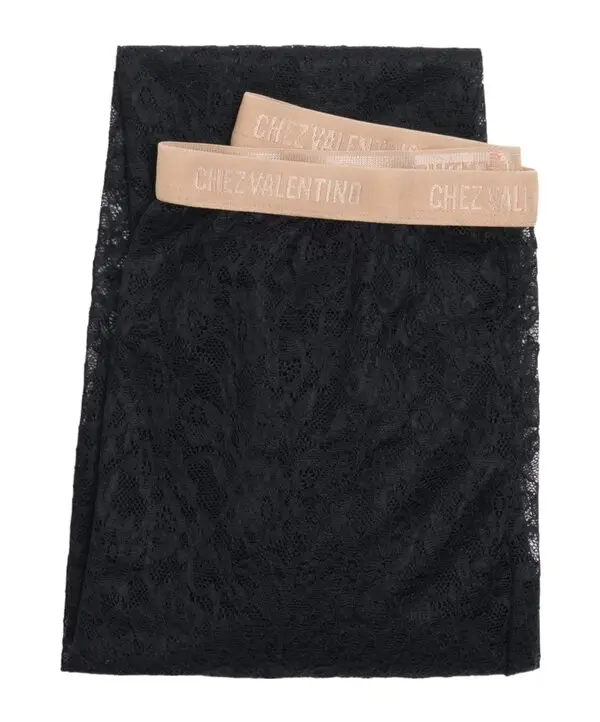 Valentino Garavani Lace Tights With Logo Waistband - Black