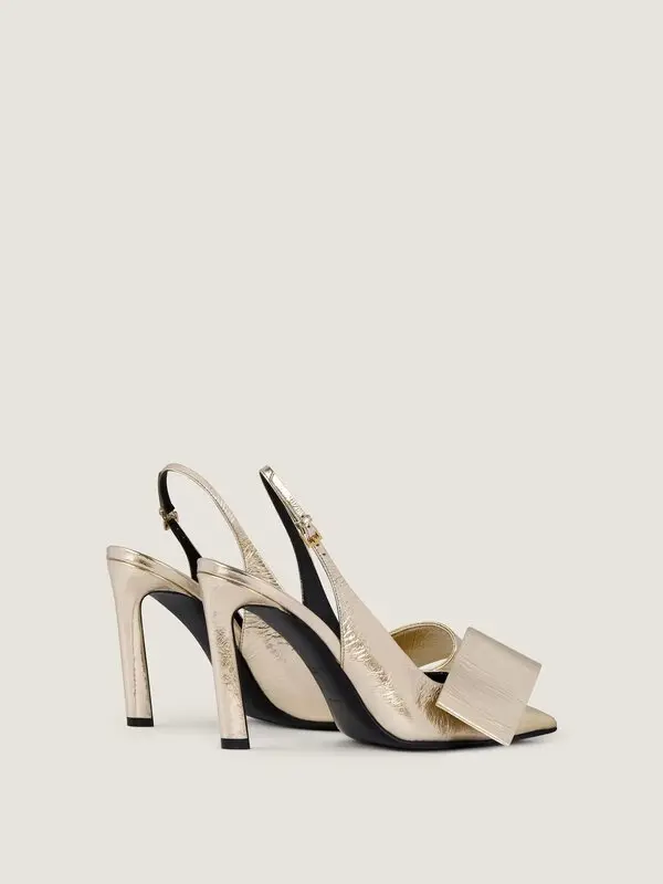 Givenchy Twisted Ribbon Slingbacks Pumps In Metallic Leather