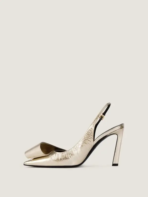 Givenchy Twisted Ribbon Slingbacks Pumps In Metallic Leather