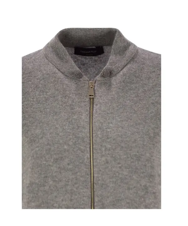 Fabiana Filippi Diamond Wire Ball Pin Detail Bomber Jacket - Gray