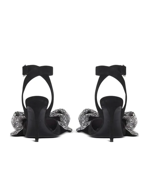 Balmain Suede Embellished Bow High Heel Sandals