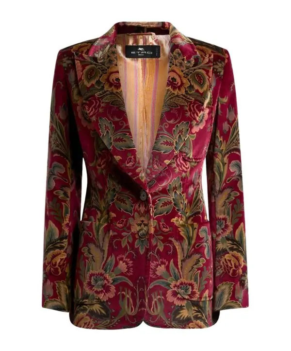 Etro Floral Print Velvet Blazer