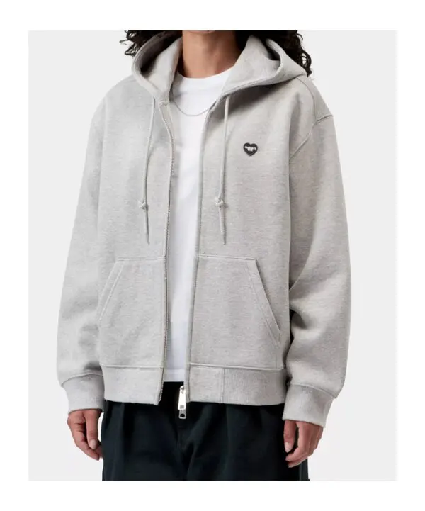 Carhartt Work In Progress Hooded Zip-up Jacket With Small Heart Patch