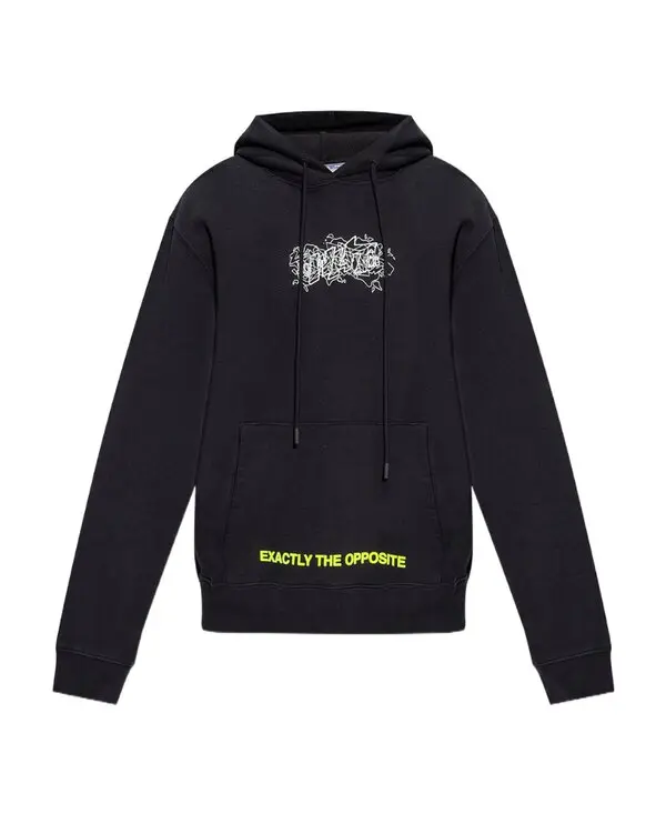 Off-White Drawstring Long-sleeved Hoodie - Black