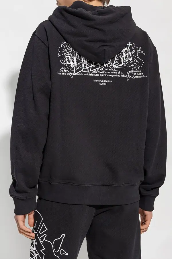 Off-White Drawstring Long-sleeved Hoodie