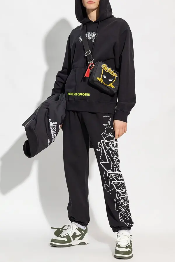 Off-White Drawstring Long-sleeved Hoodie