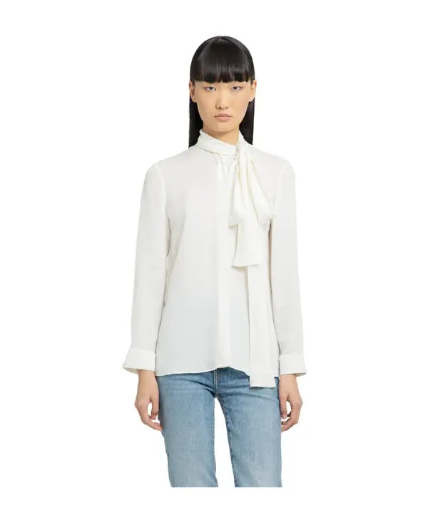 Khaite Knotted Tie Detailed Blouse - White