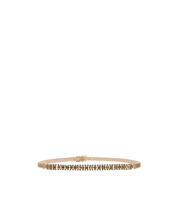 Max Mara Bejewelled Satin Belt - Bronze