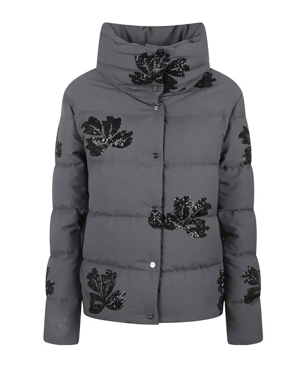 Herno Embroidered Sequin High Neck Jacket