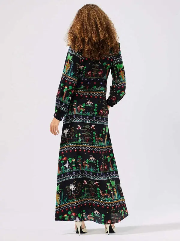 HAYLEY MENZIES Printed Maxi Silk Shirt Dress