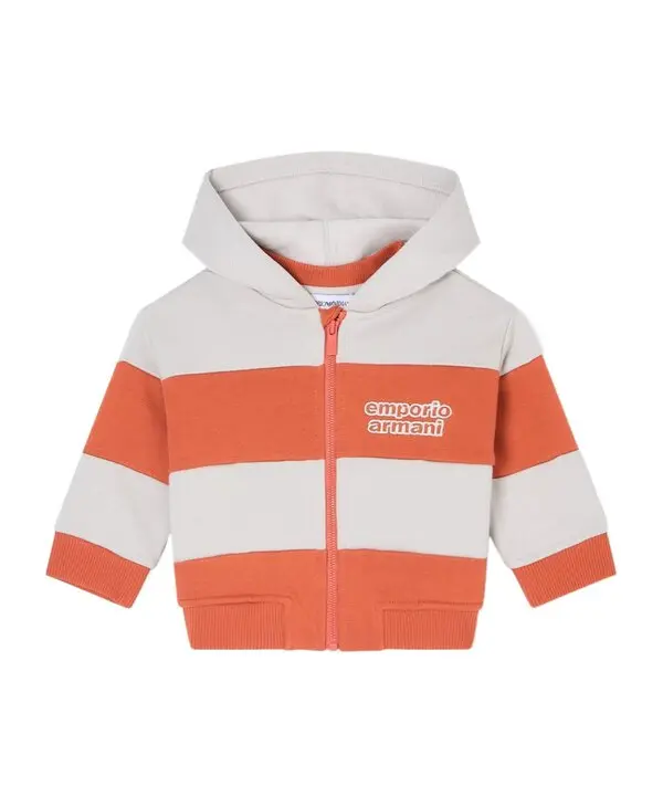 Emporio Armani Striped Hoodie With Embroidered Logo