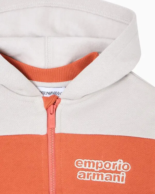 Emporio Armani Striped Hoodie With Embroidered Logo