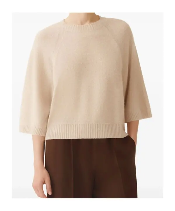 Fabiana Filippi Cropped Sequin Embellished Raglan Sleeve Crewneck