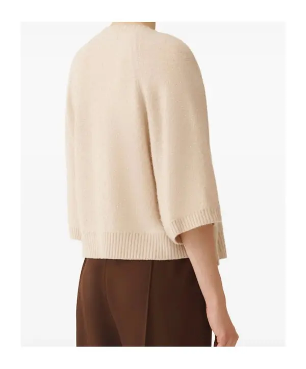 Fabiana Filippi Cropped Sequin Embellished Raglan Sleeve Crewneck