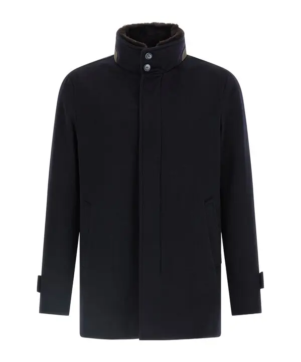 Herno Long-sleeved Jacket With High Collar And Removable Lining