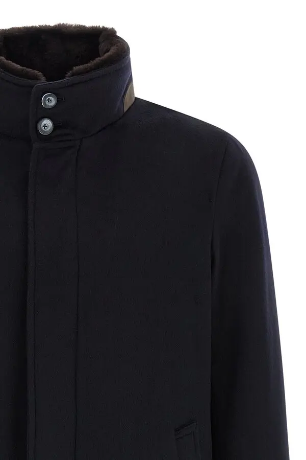 Herno Long-sleeved Jacket With High Collar And Removable Lining