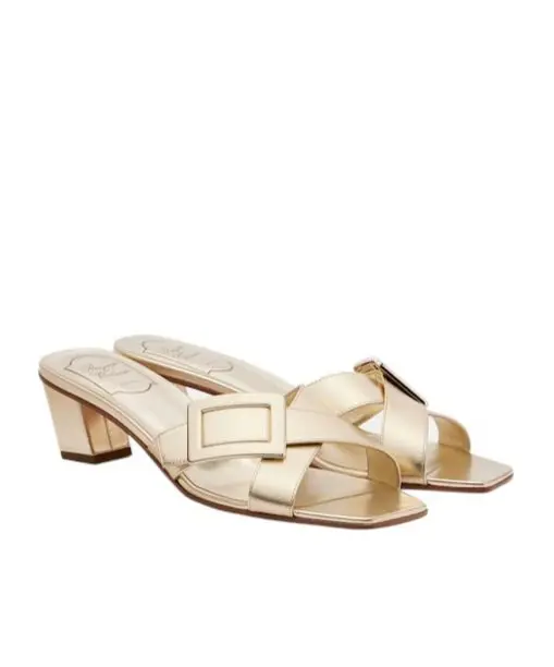 ROGER VIVIER Solid Color Leather Sandals - Nude
