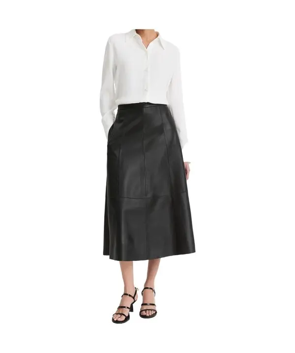 Vince Mid-waist Trumpet Leather Skirt