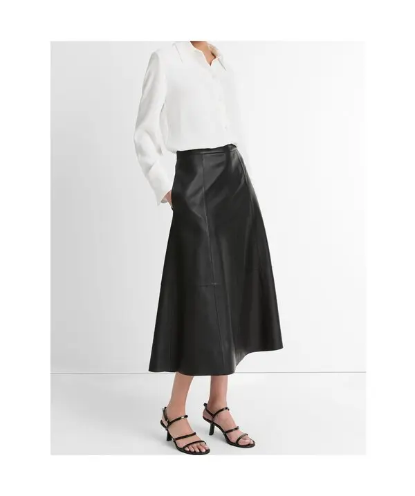 Vince Mid-waist Trumpet Leather Skirt