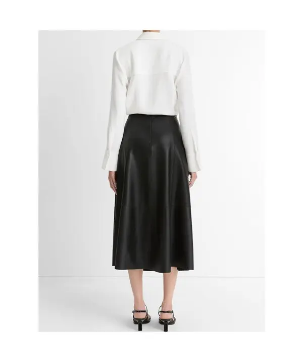 Vince Mid-waist Trumpet Leather Skirt