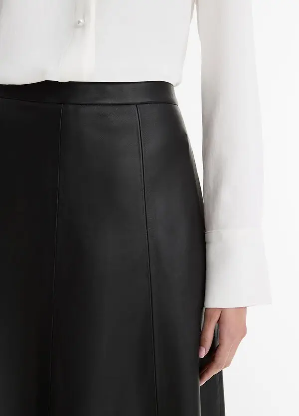 Vince Mid-waist Trumpet Leather Skirt