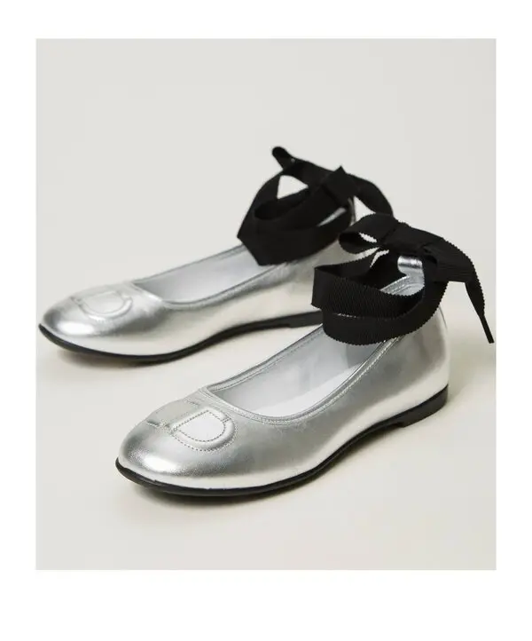 TWINSET Leather Ballerina Shoes