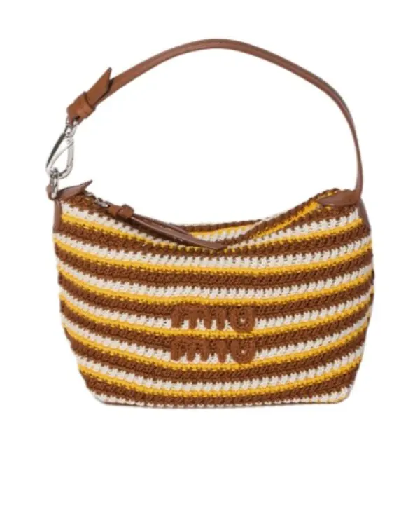 Miu Miu Spirit Crochet Pouch Bag - Cognac/yellow