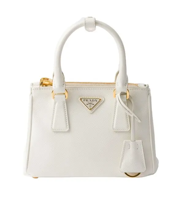 Prada Galleria Saffiano Leather Micro Bag - White
