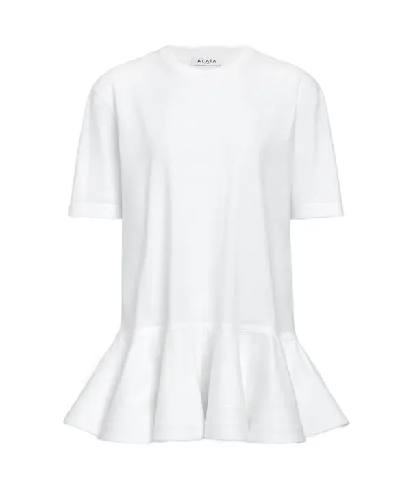 Alaïa Peplum Flared T-shirt - White