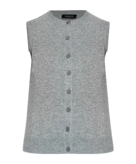 Fabiana Filippi Sleeveless Button-front Cardigan Sweater
